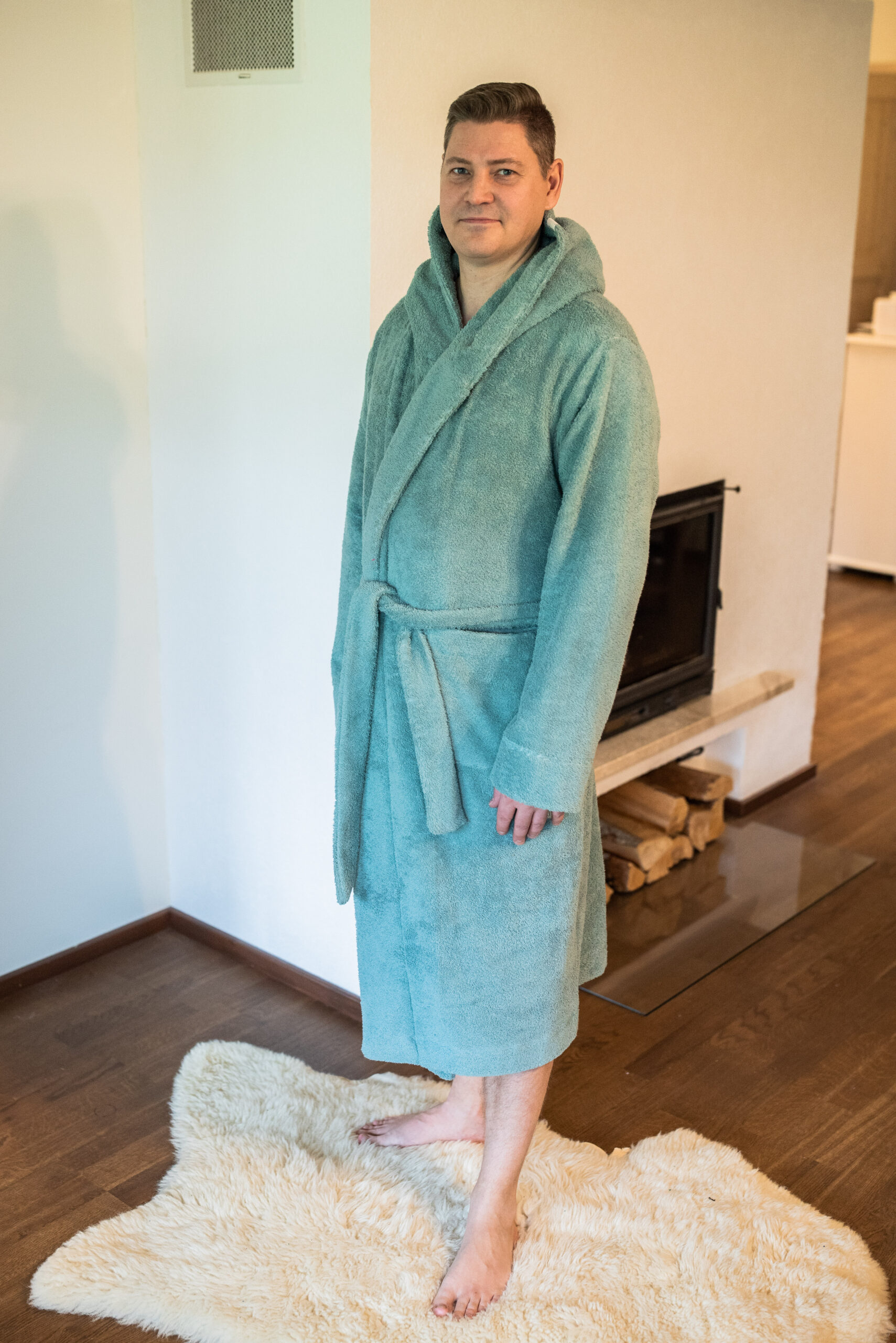 Puuvillafroteest UNISEX hommikumantel kapuutsiga PIKK - RÄTT